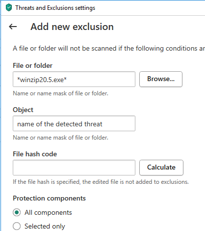 Suspicious file quarantined... An Exclusion seems to be made by the ...