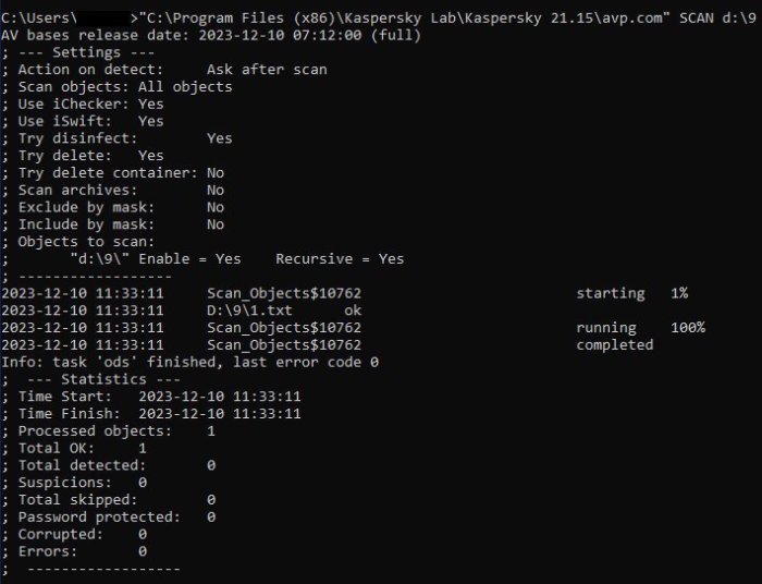 Command lines not working anymore - Kaspersky: Basic, Standard, Plus ...